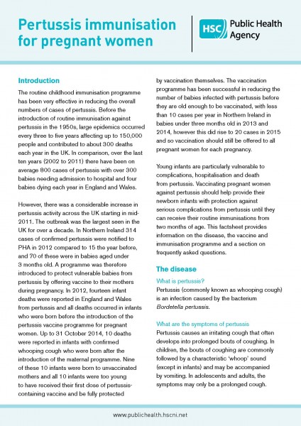 Pertussis (whooping cough) | HSC Public Health Agency